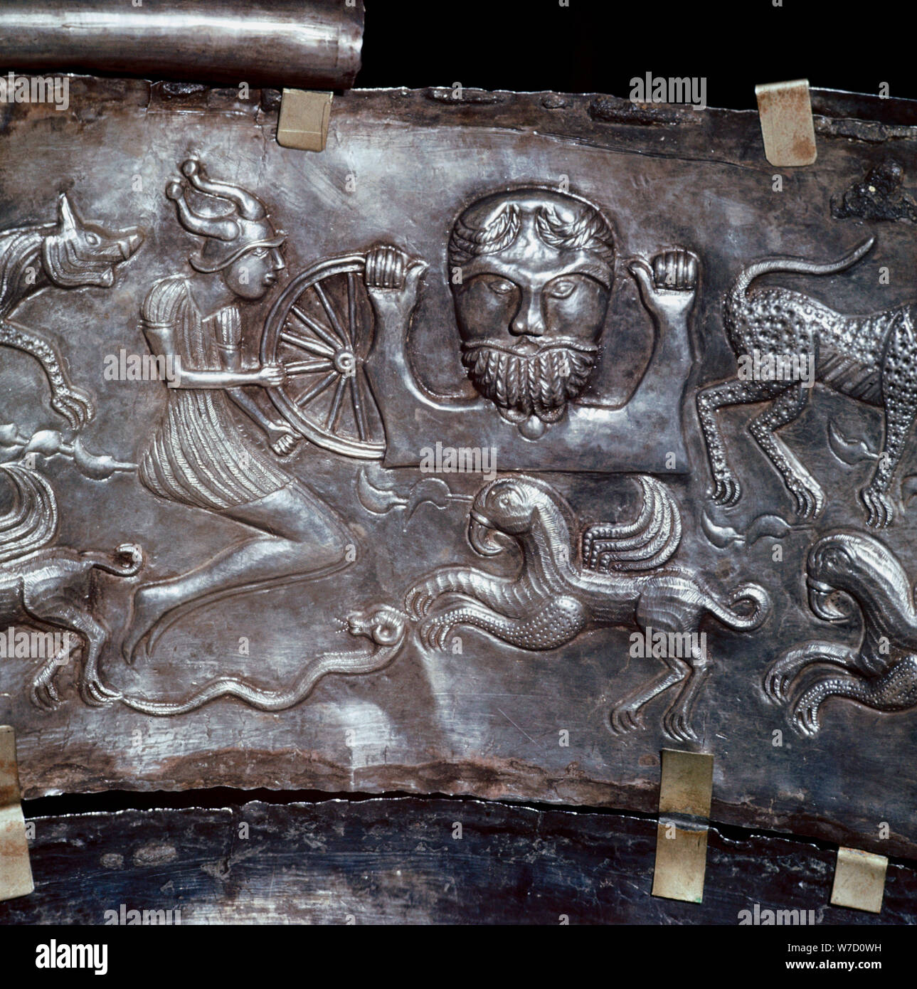 Gundestrup Cauldron, showing Celtic God Taranis with Wheel, Danish ...