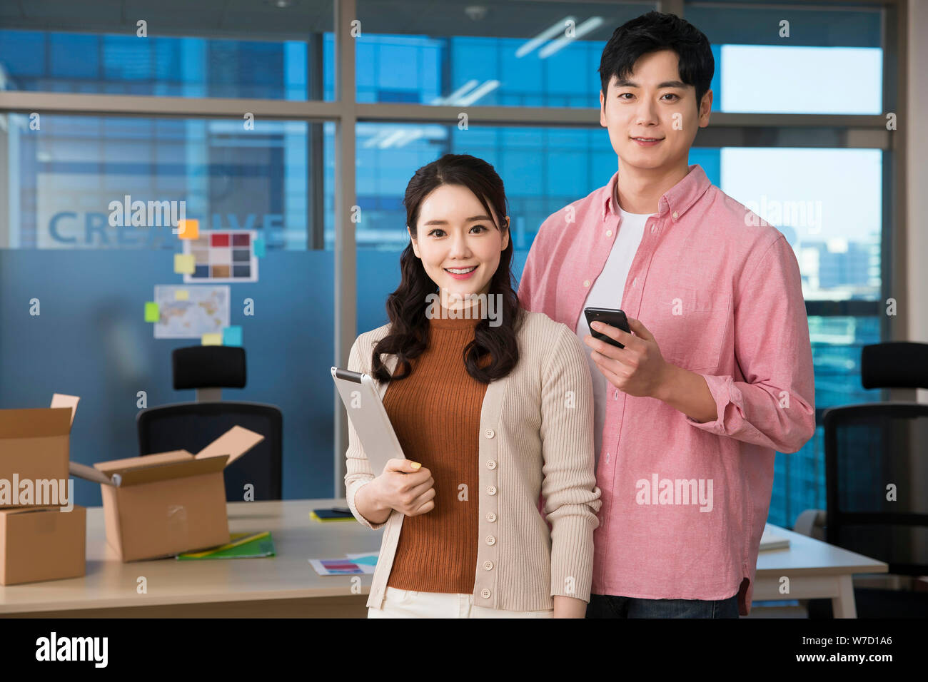 Office life concept, two asian business partners working in office 448 ...