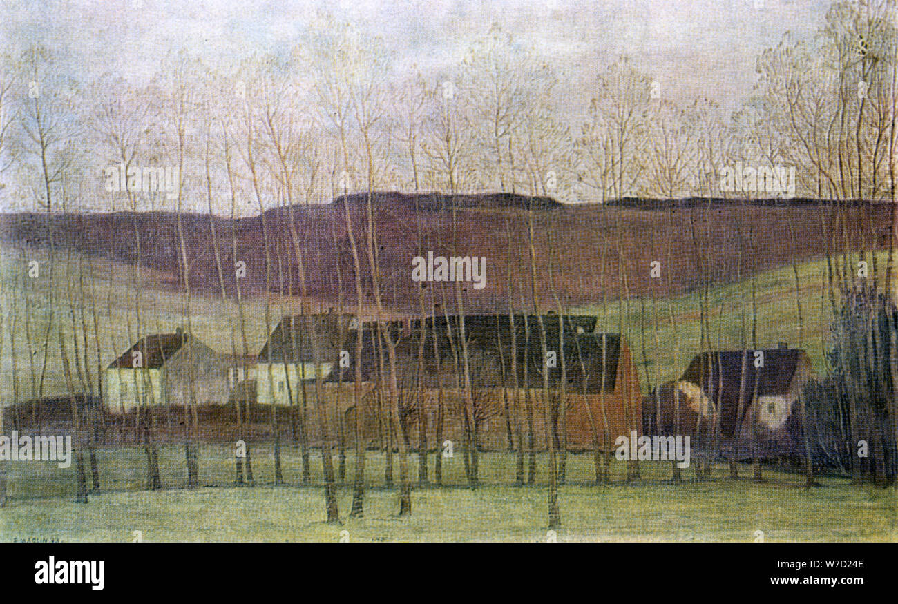 'Landscape with Buildings', 1898. Artist: Fernand Maglin Stock Photo ...