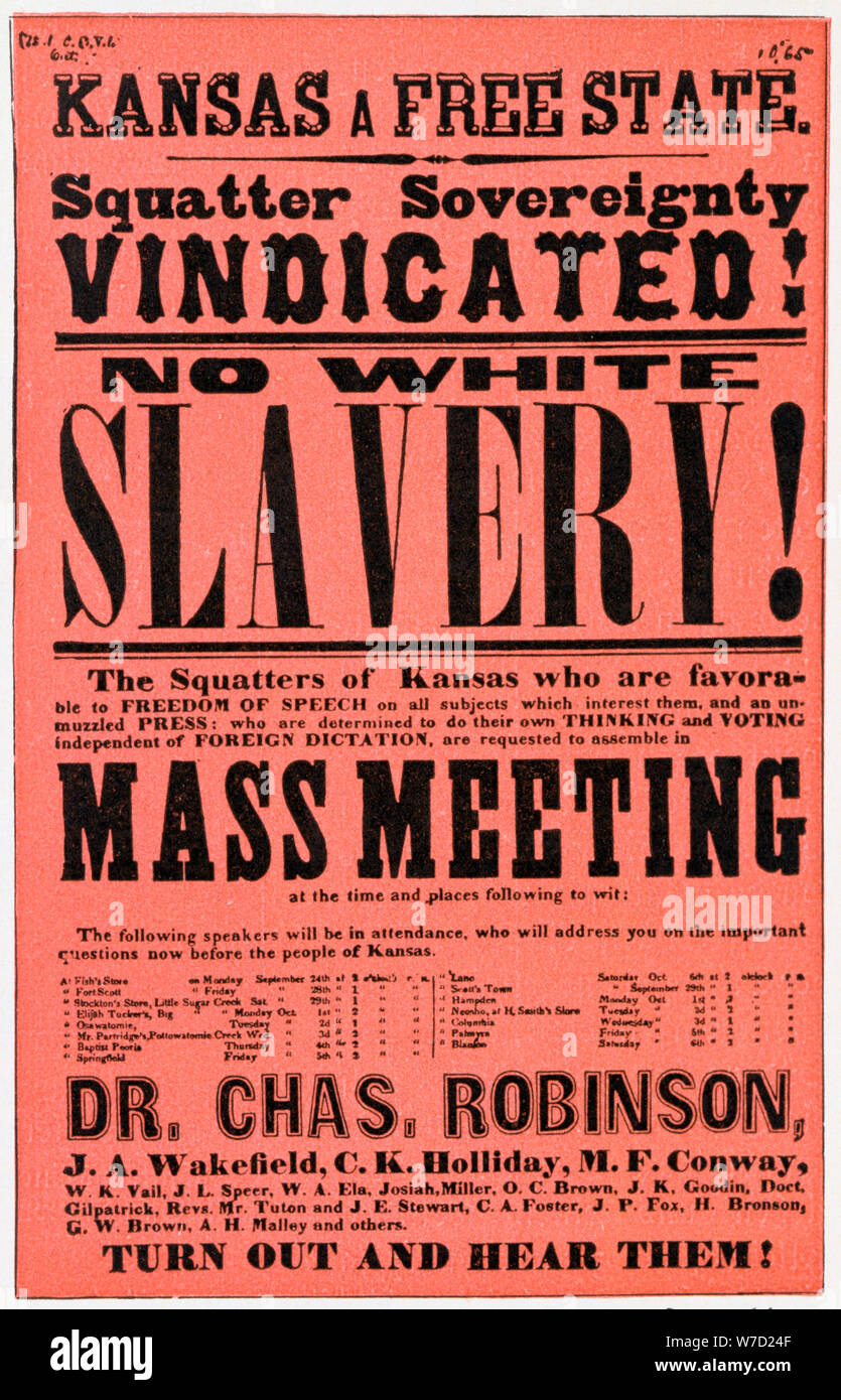 Poster against slavery in Kansas, 19th century. Artist: Unknown Stock ...