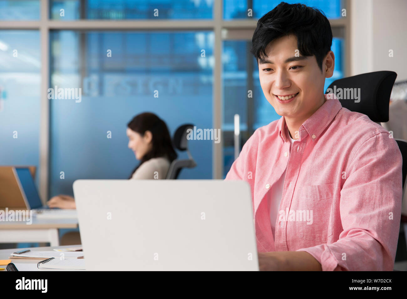Office life concept, two asian business partners working in office 410 ...