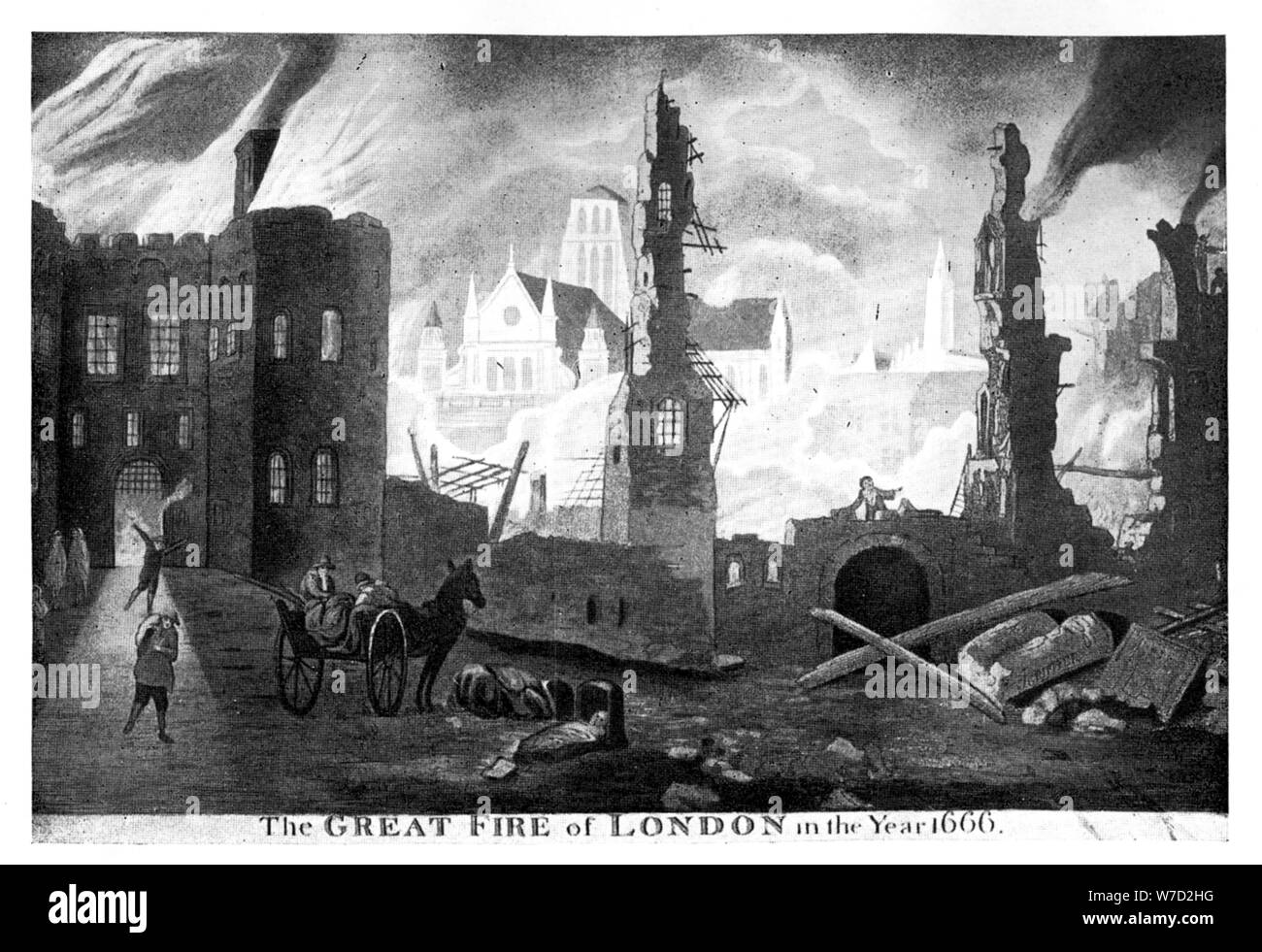 'The Great Fire of London in the year 1666', (19th century). Artist ...