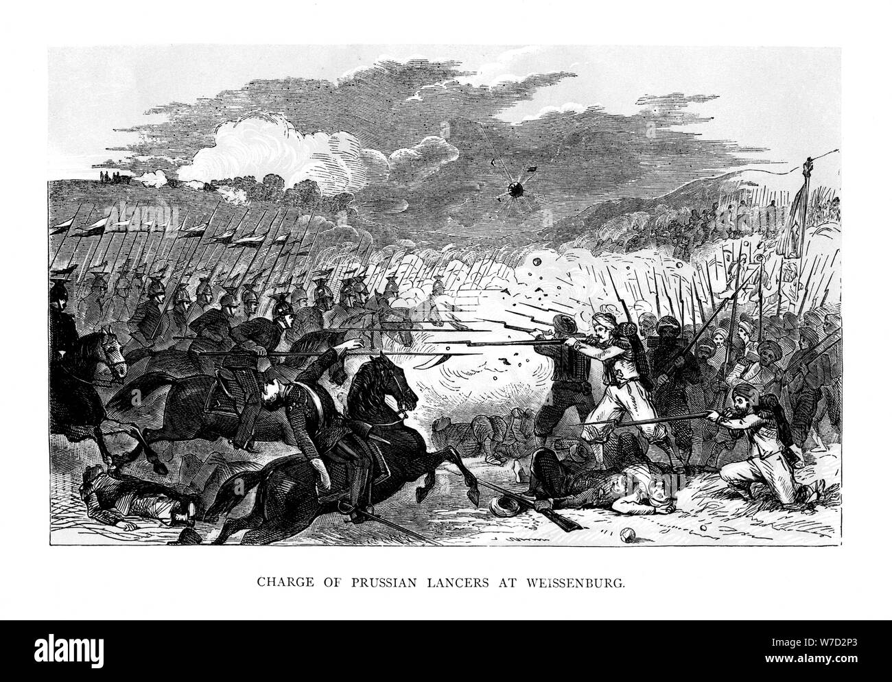 Charge of the Prussian Lancers at Weissenburg, 1870, (1875). Artist ...
