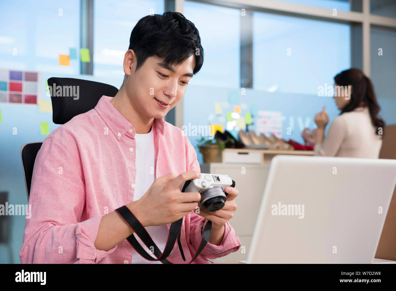 Office life concept, two asian business partners working in office 391 ...