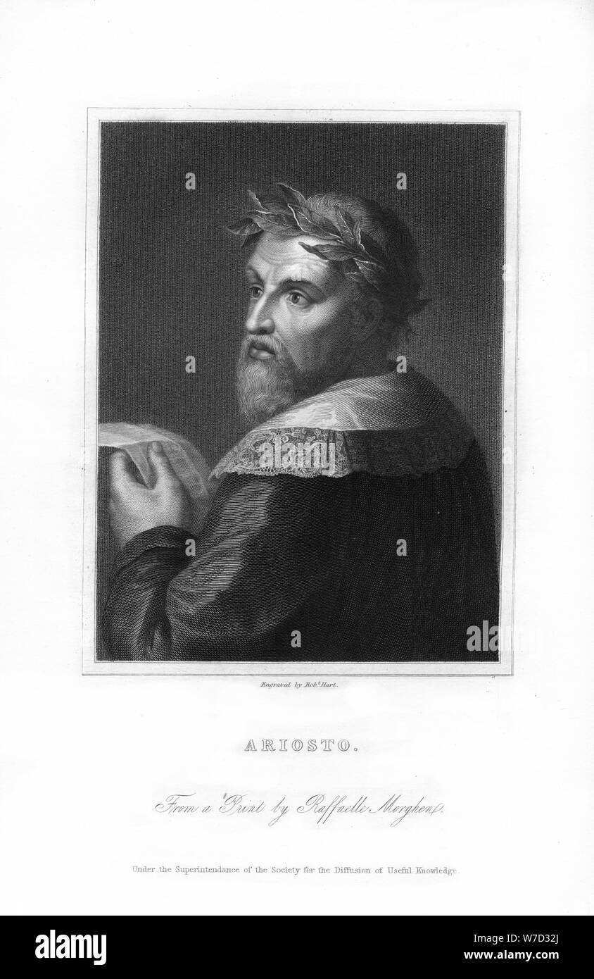 Ludovico Ariosto, Italian Renaissance poet, (1836).Artist: Robert Hart ...