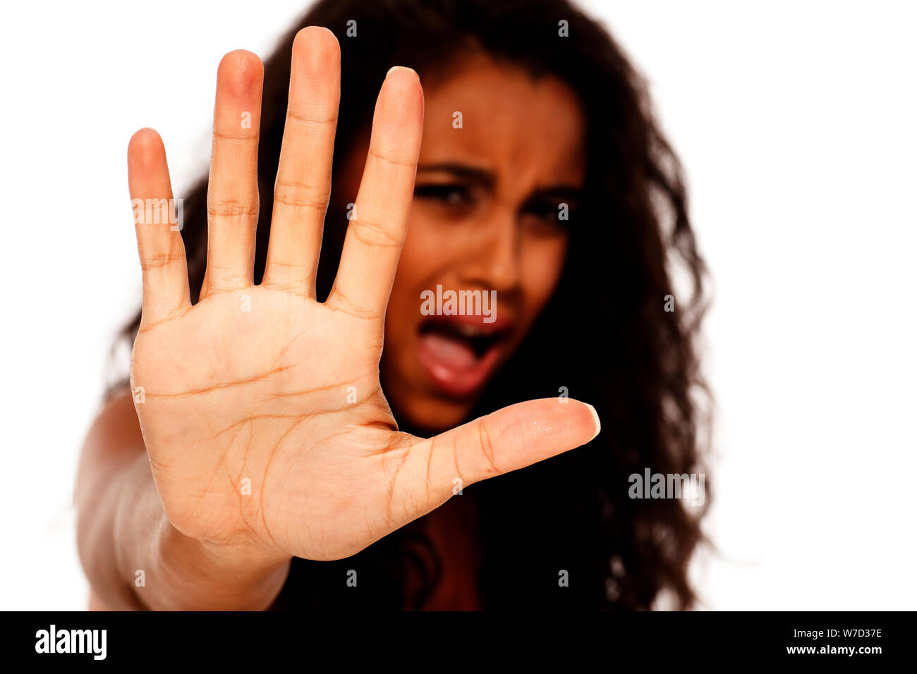 Hand stop woman violence hi-res stock photography and images - Alamy