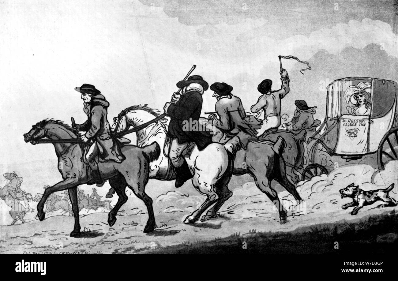 'Going to the races', late 18th century.Artist: Thomas Rowlandson Stock ...