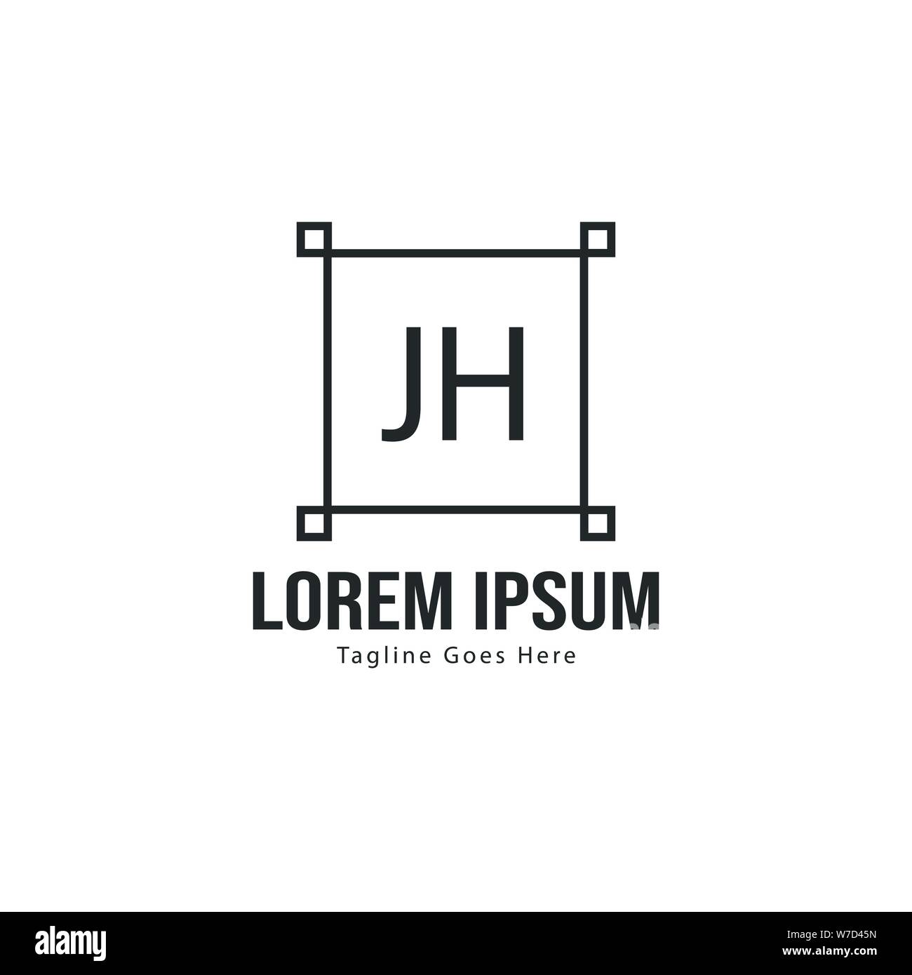 Initial JH logo template with modern frame. Minimalist JH letter logo ...