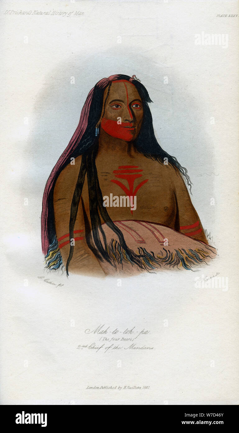 'Mah-to-toh-pa, (The Four Bears), 2nd Chief of the Mandans', 1848 ...