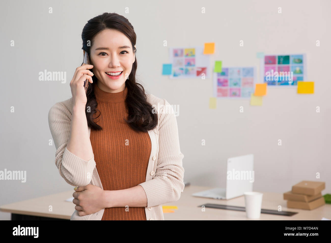 Office life concept, two asian business partners working in office 325 ...