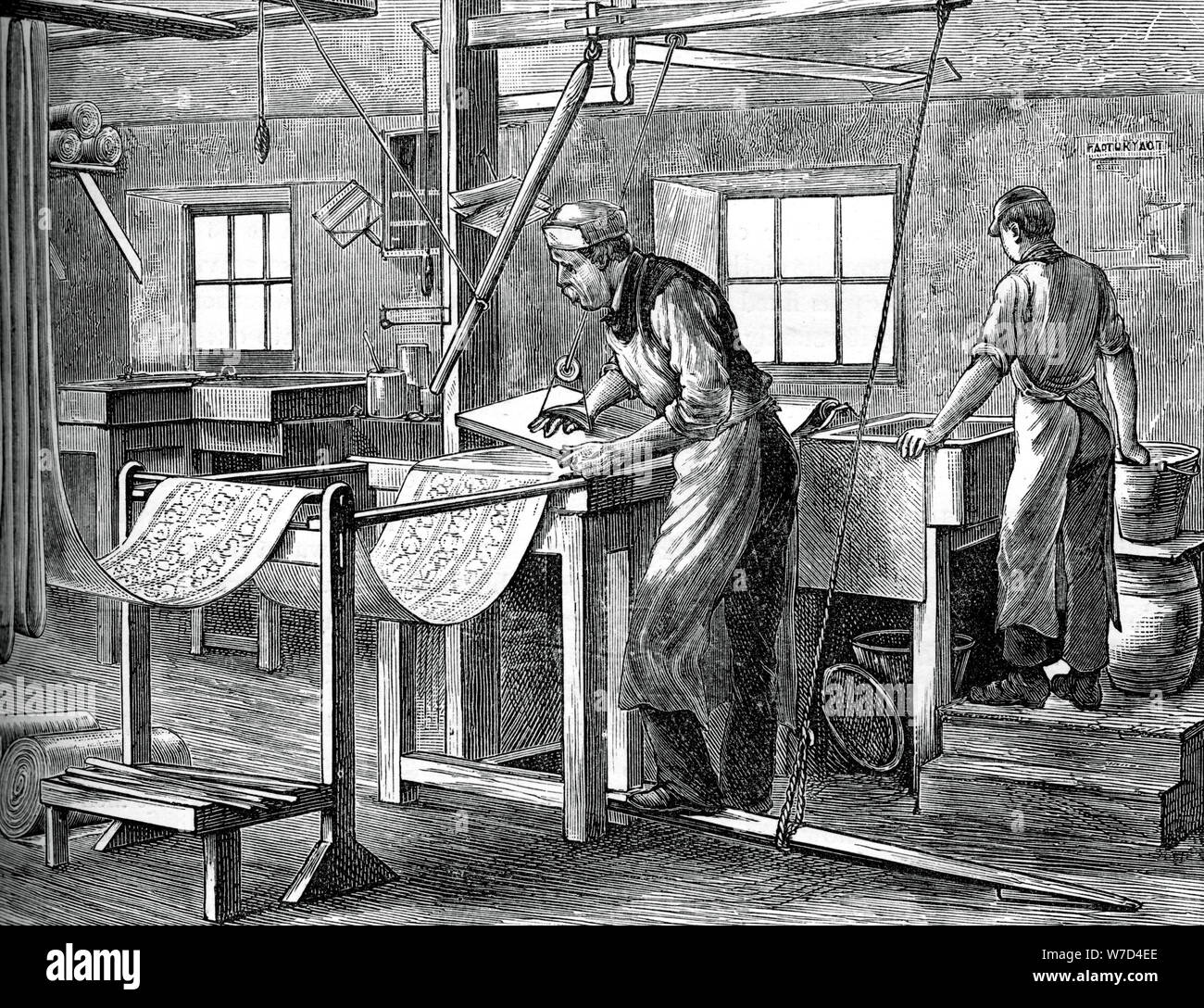 Block printers at work, c1880. Artist: Unknown Stock Photo - Alamy
