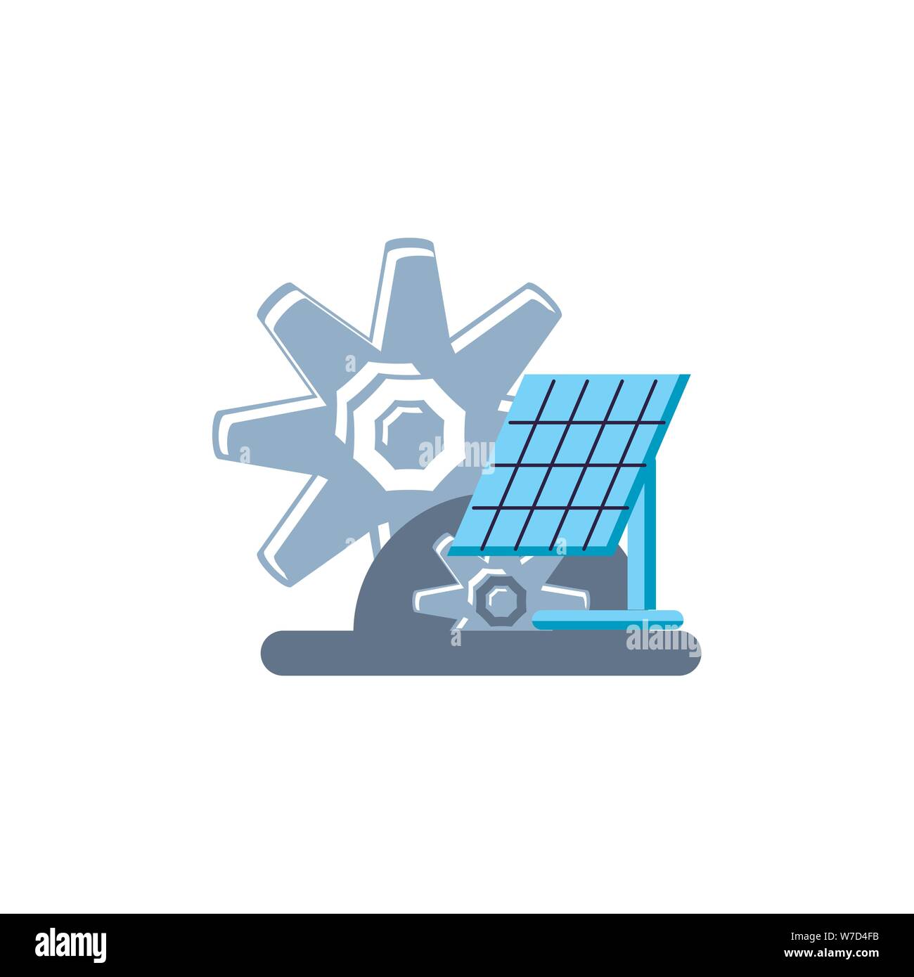 solar panel energy with gears pinions vector illustration design Stock ...