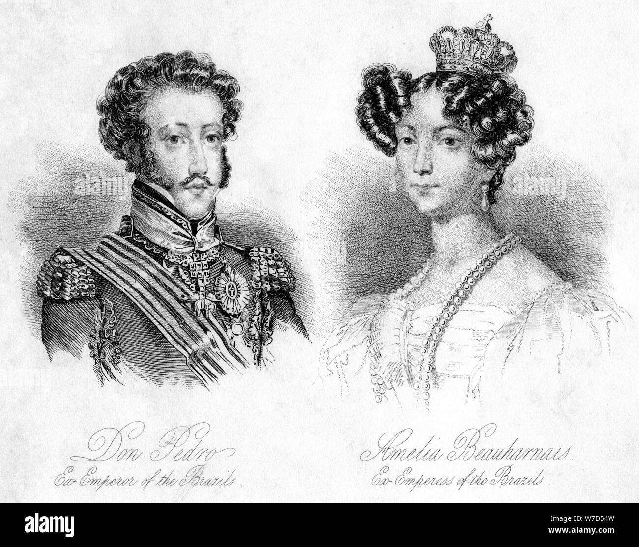 Pedro I, Emperor of Brazil and Princess Amelie of Leuchtenberg. Artist ...