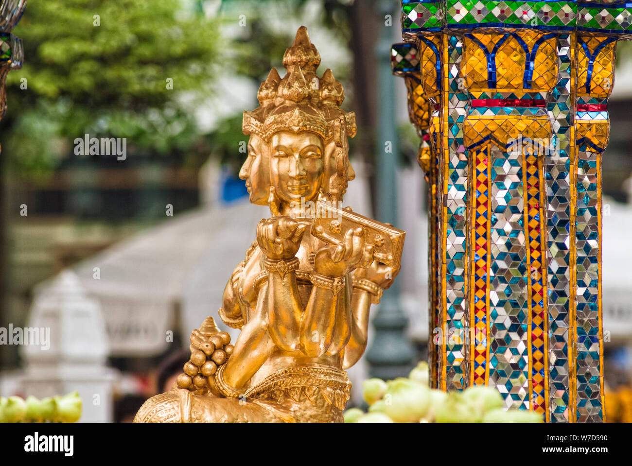 a statue of Phra Phrom, the Thai representation of Brahma, the Hindu ...
