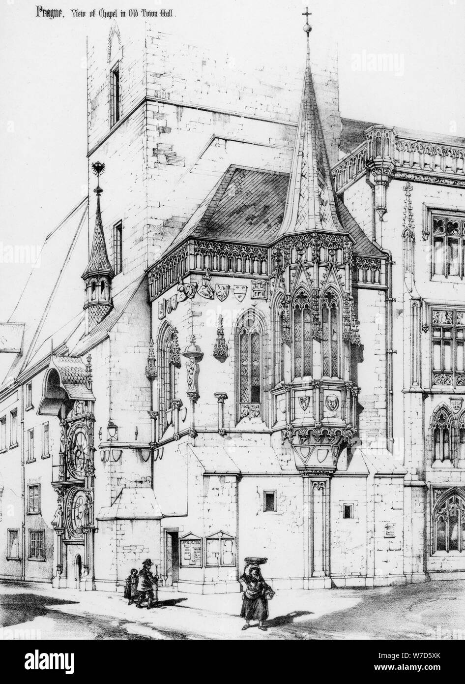 The chapel in the old town hall, Prague, Czech Republic, 19th century ...