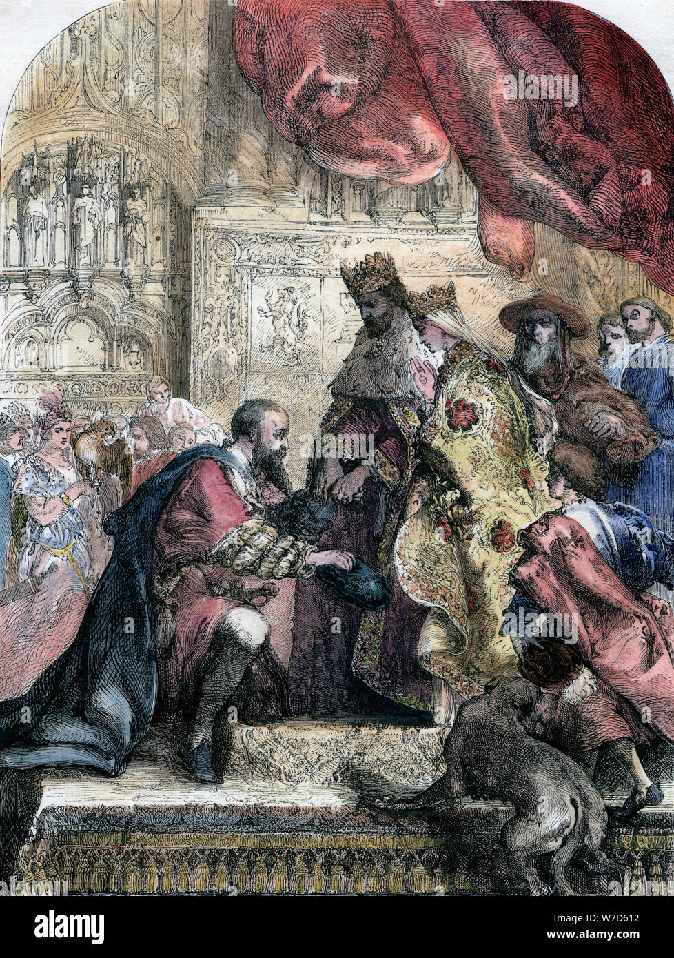 Reception of Columbus by Ferdinand and Isabella, Barcelona, 15th ...