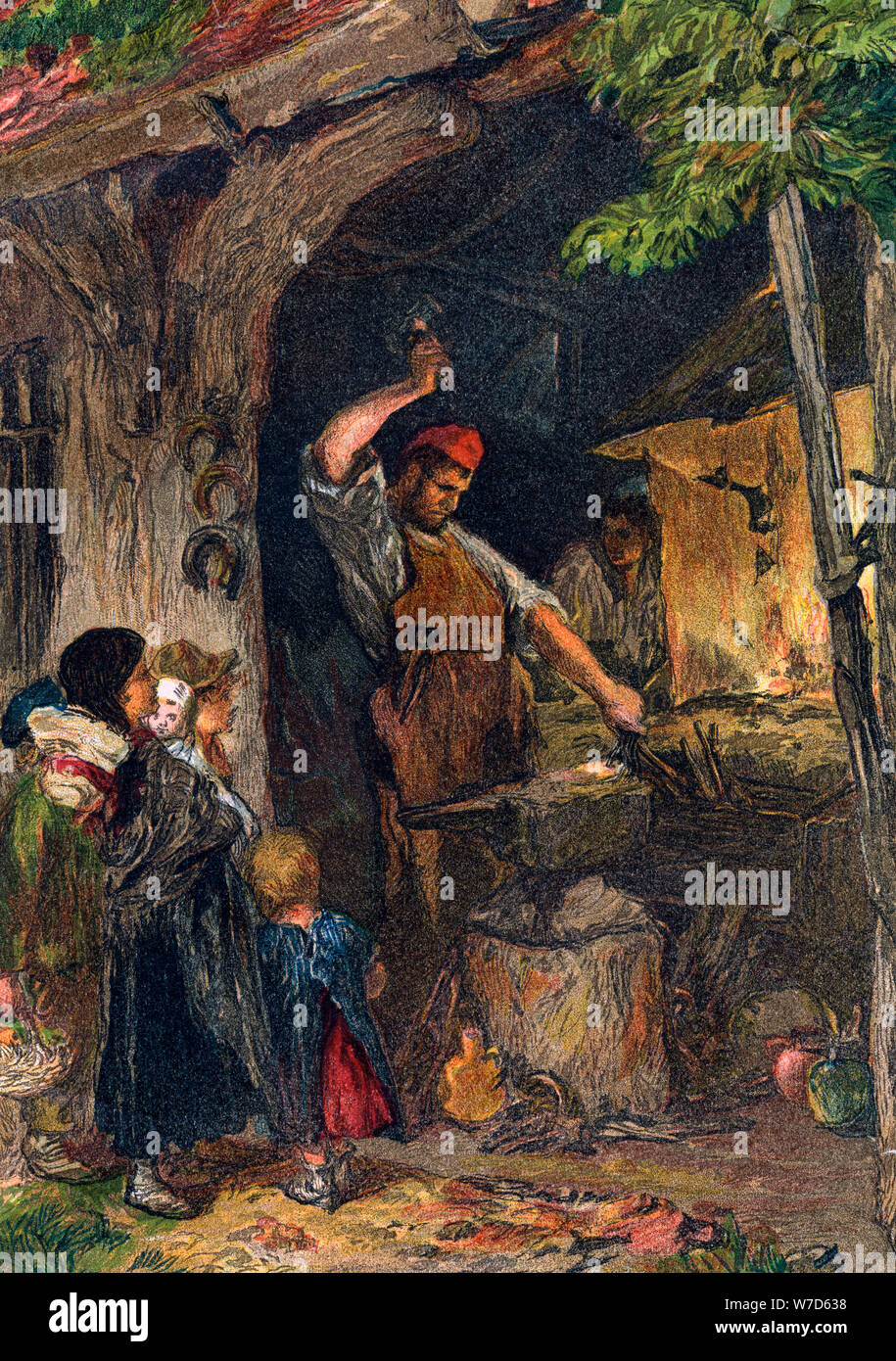The village blacksmith. Artist: Unknown Stock Photo - Alamy