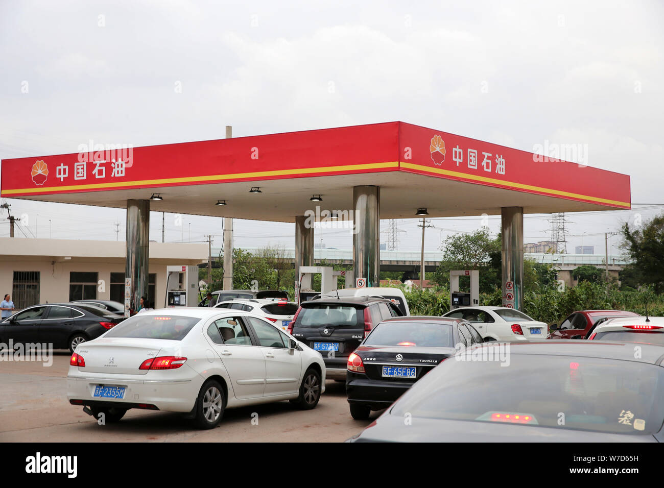 --FILE--Cars queue up to be refueled at a gas station of CNPC (China ...