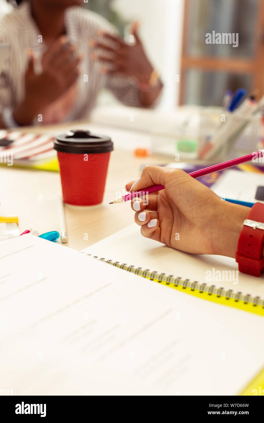 Conscious student thinking about answers during exam Stock Photo - Alamy