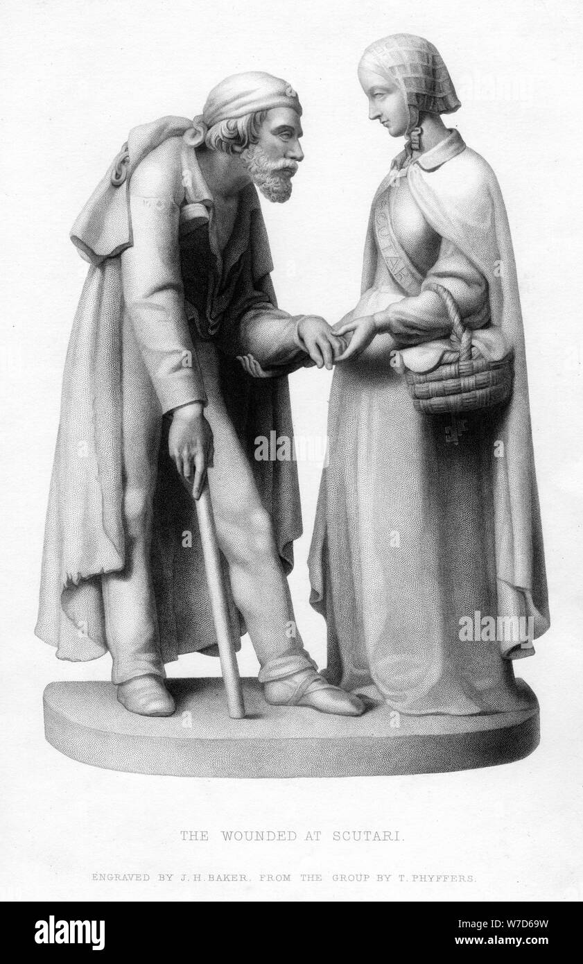 Florence Nightingale (1820-1910) tending to a wounded man at Scutari ...