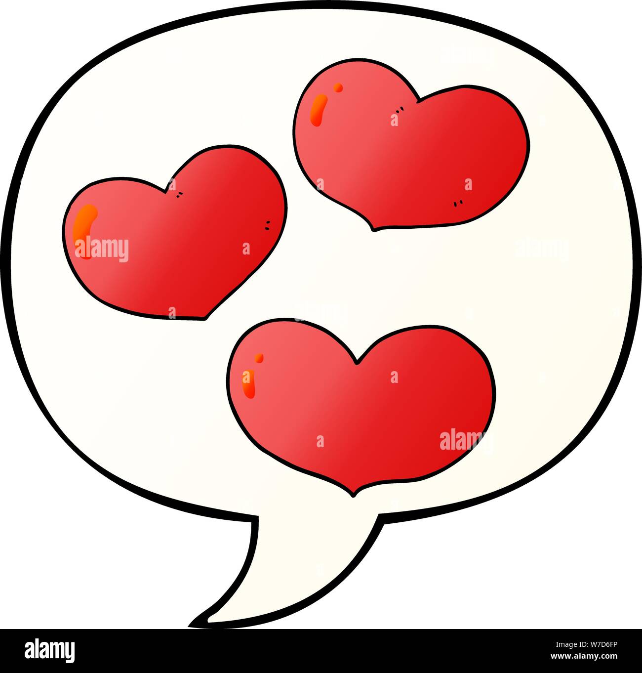 cartoon love hearts with speech bubble in smooth gradient style Stock ...