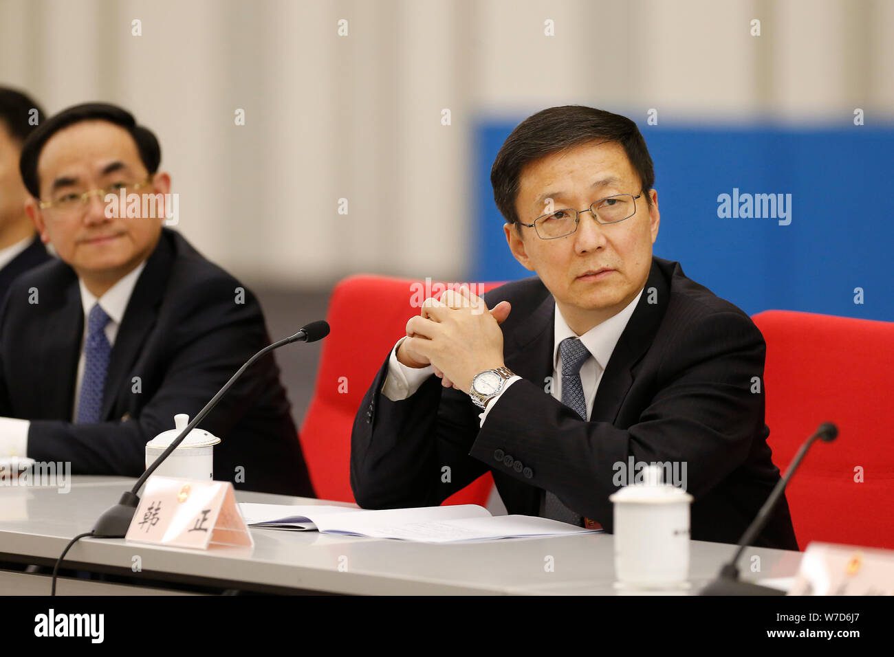 --FILE--Han Zheng, Secretary of the Shanghai Municipal Committee of the ...