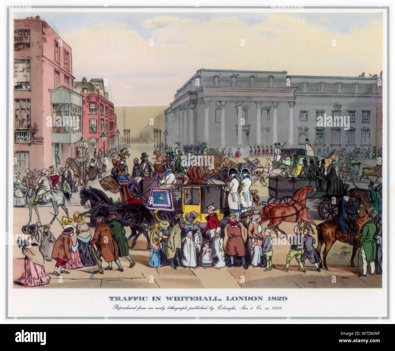 'Traffic in Whitehall, London', 1829. Artist: Unknown Stock Photo - Alamy