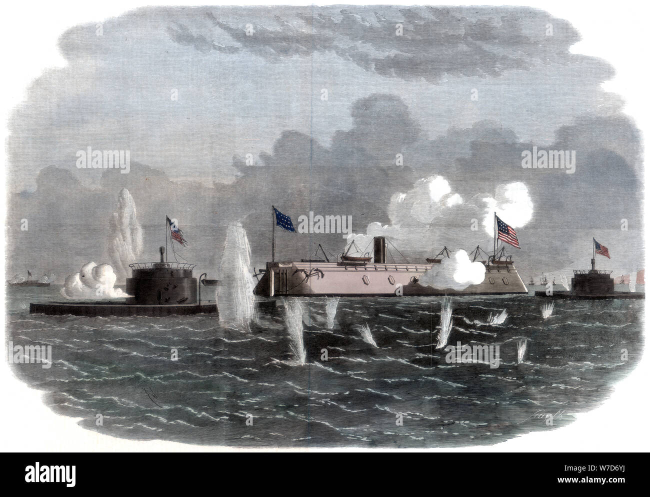 The iron-clad frigate, new ironsides, and two Ericsson batteries going ...