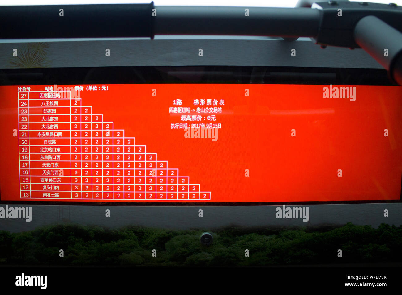 View of the board showing bus fares on one of the first batch of 10 ...