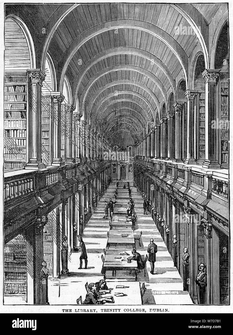 The Library, Trinity College, Dublin, 19th century. Artist: Unknown ...