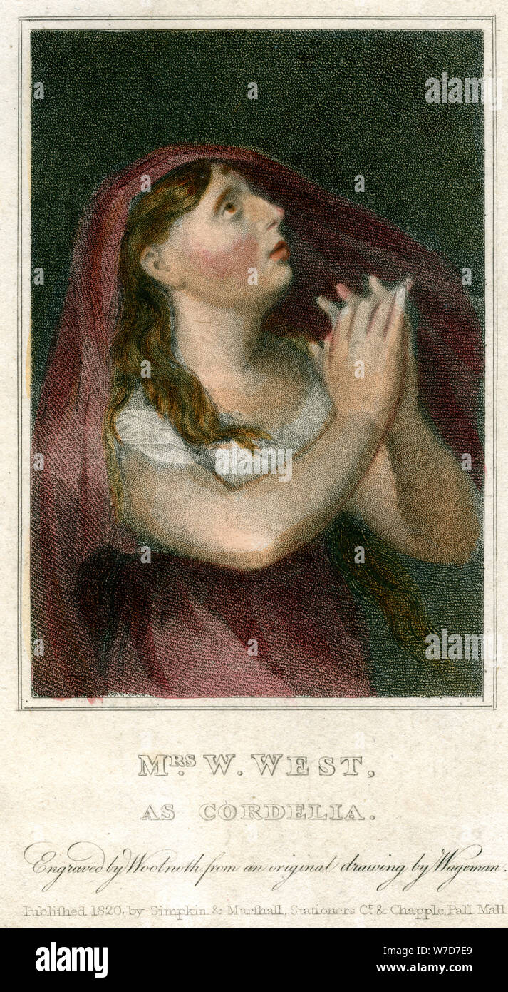 'Mrs W West as Cordelia', 1820.Artist: Thomas Charles Wageman Stock ...