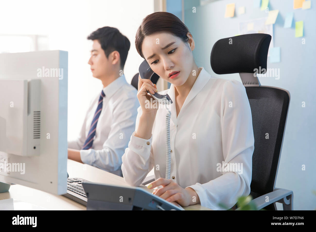 Office life concept, two asian business partners working in office 180 ...