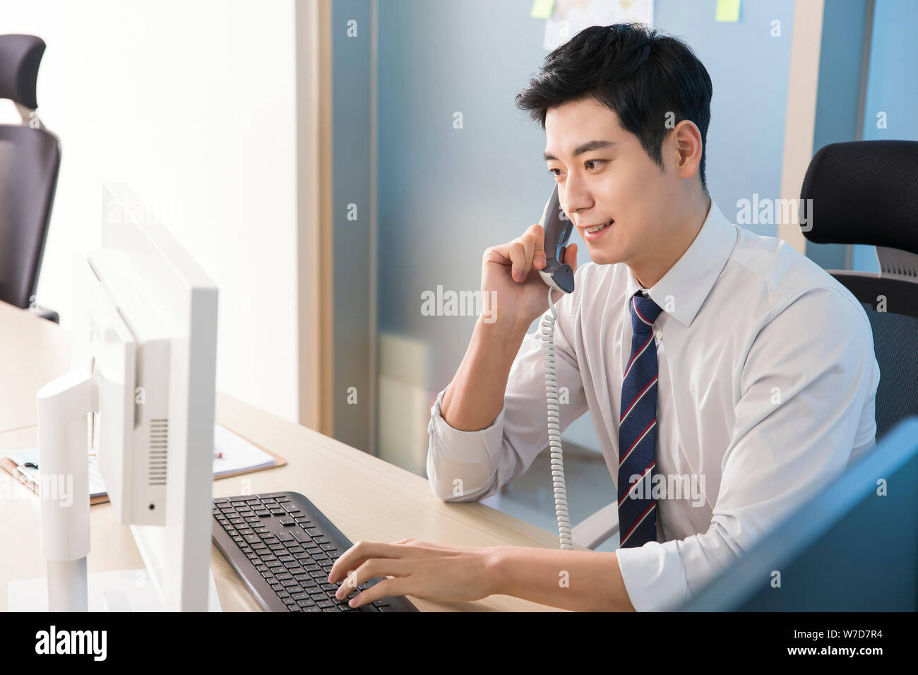 Office life concept, two asian business partners working in office 188 ...
