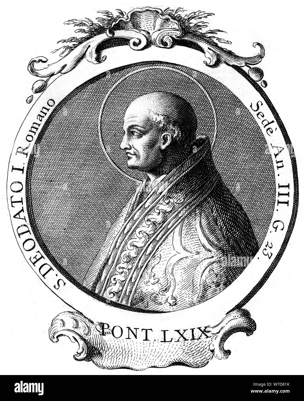 Adeodatus I, Pope of the Catholic Church. Artist: Unknown Stock Photo ...