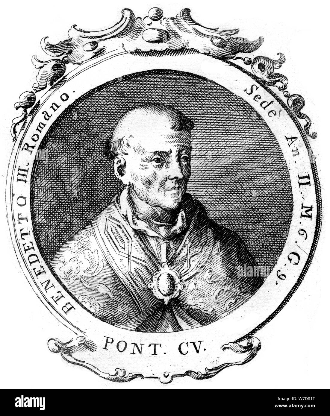 Benedict III, Pope of the Catholic Church. Artist: Unknown Stock Photo ...