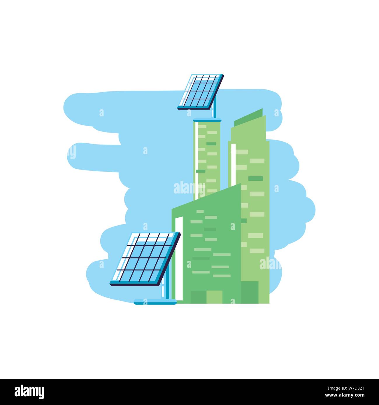 facade building urban with solar panels energy vector illustration ...