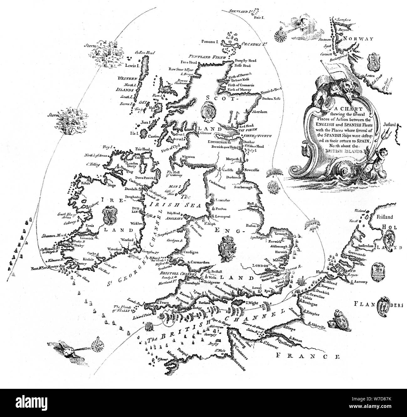 Spanish Armada Map Spanish Armada #1 By Science Photo Library