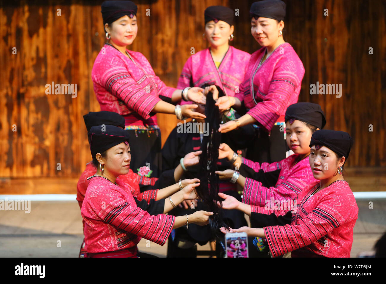 --FILE--A Chinese woman of Red Yao Ethnic Group dressed in traditional ...
