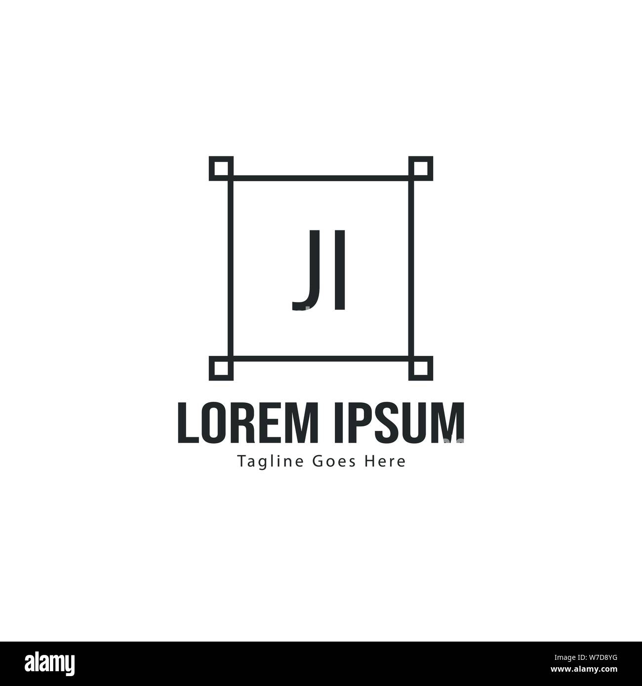 Initial JI logo template with modern frame. Minimalist JI letter logo ...