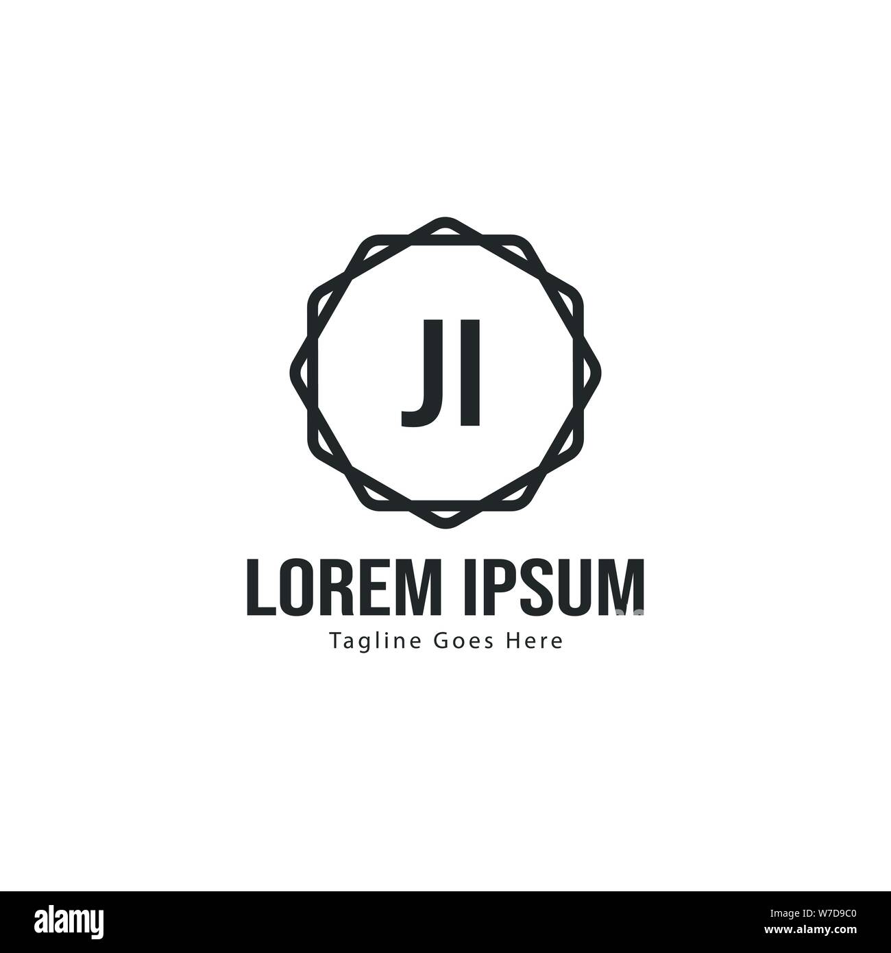 Initial JI logo template with modern frame. Minimalist JI letter logo ...