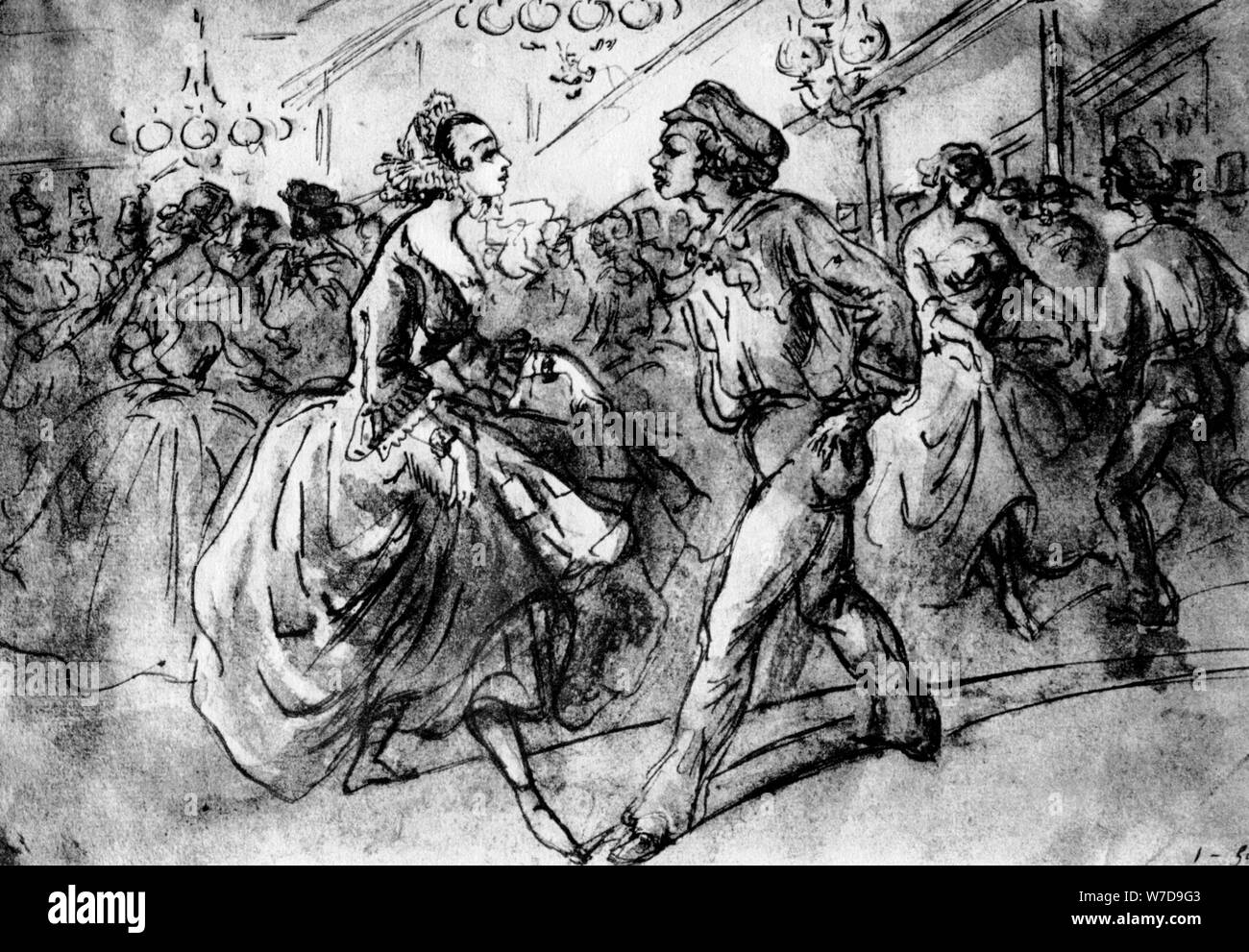 'At the Dance', 19th century, (1930).Artist: Constantin Guys Stock ...