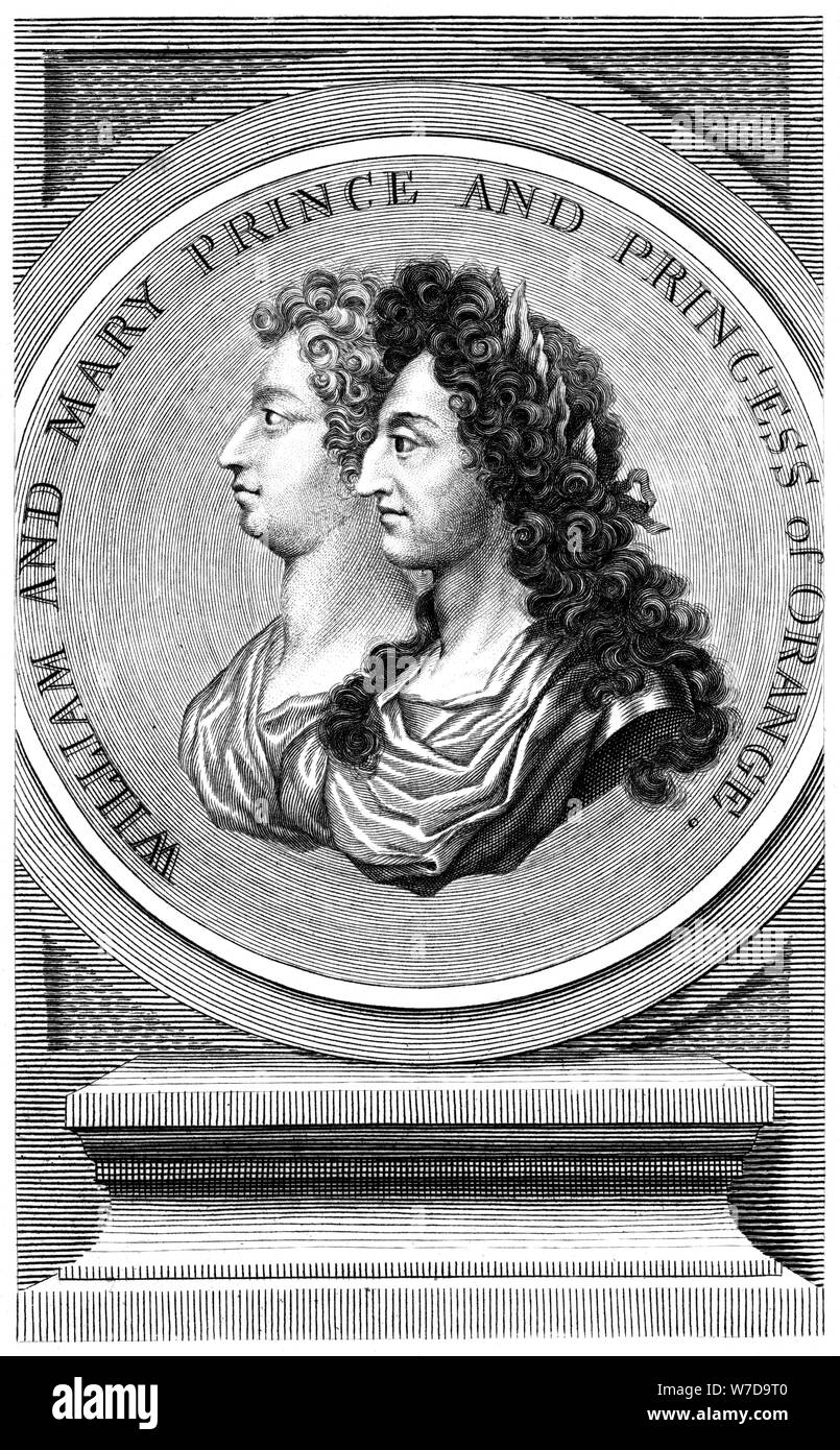 William and Mary, Prince and Princess of Orange. Artist: R White Stock ...