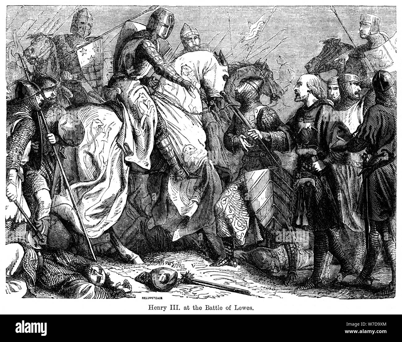 Henry III at the battle of Lewes, 14th May 1264.Artist: Felix Henri ...