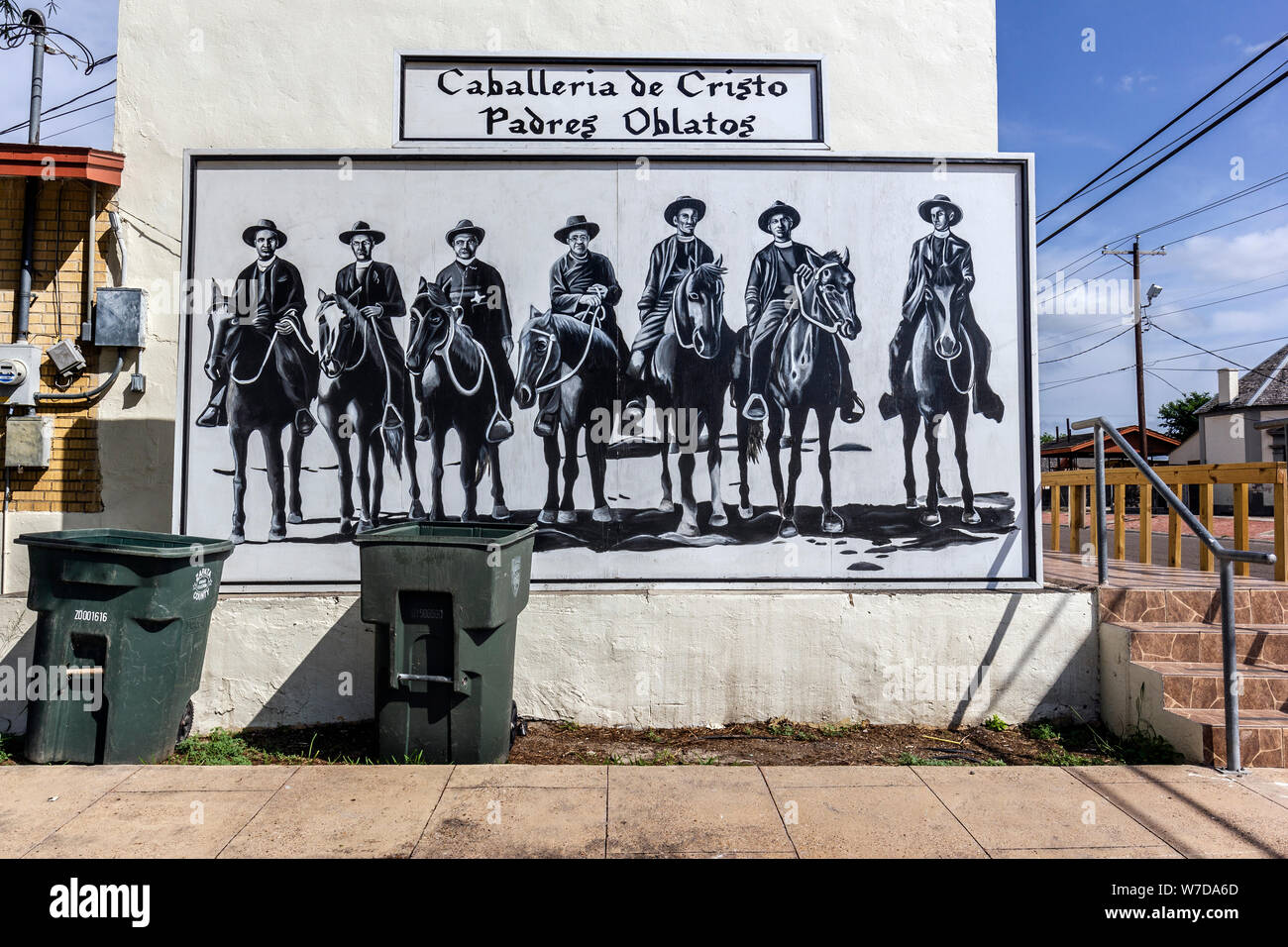 A mural reproducing a historic 1911 photograph of the Oblate Fathers of ...