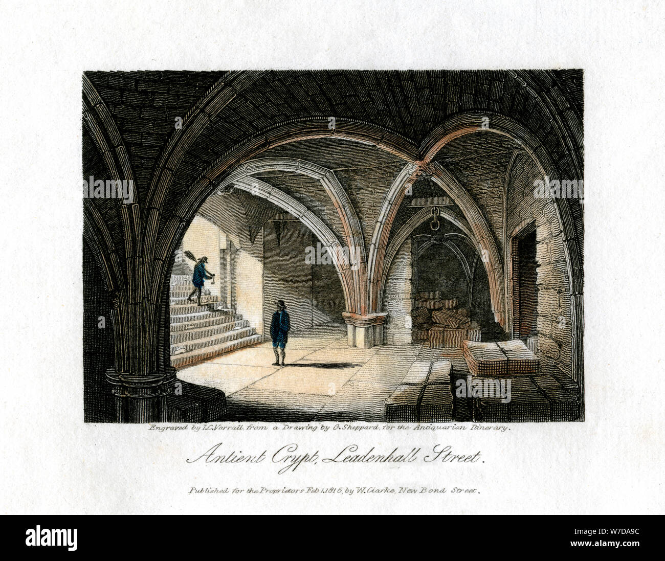 Ancient crypt, Leadenhall Street, City of London, 1816. Artist: JC ...