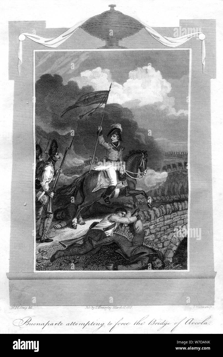 Napoleon Bonaparte attempting to force the bridge of Arcola, 1816 ...