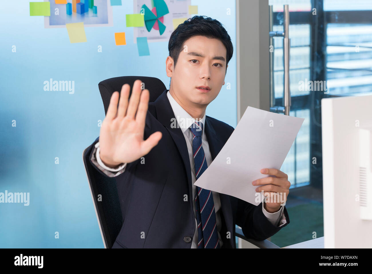 Office life concept, two asian business partners working in office 037 ...