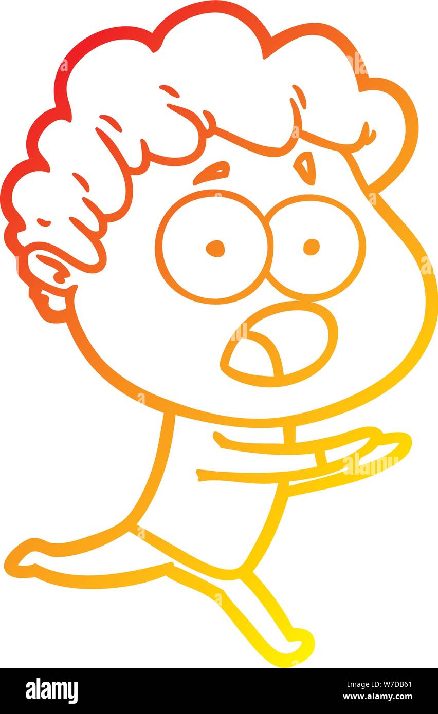 warm gradient line drawing of a cartoon man gasping in surprise Stock ...