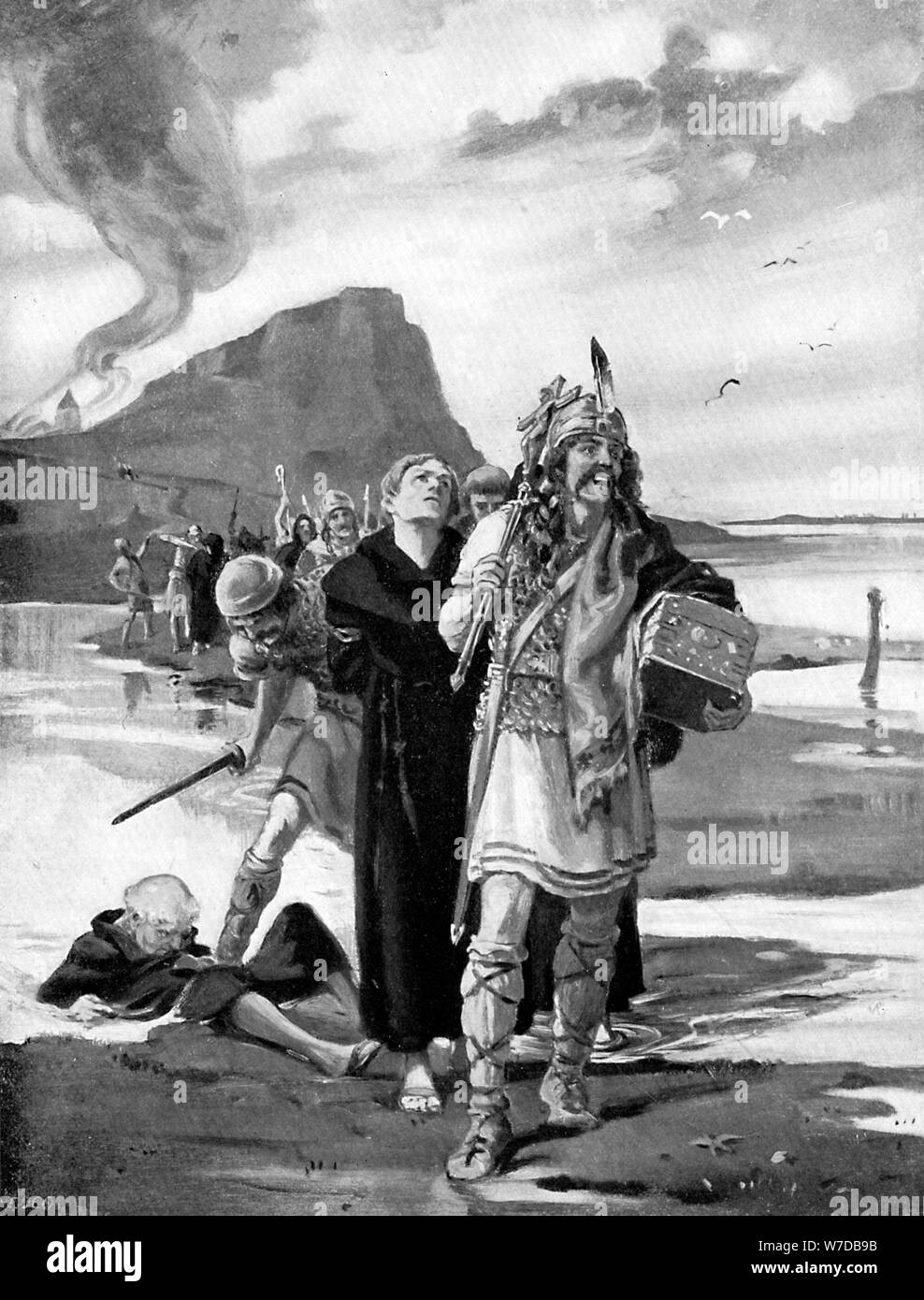 Viking attack lindisfarne Black and White Stock Photos & Images - Alamy