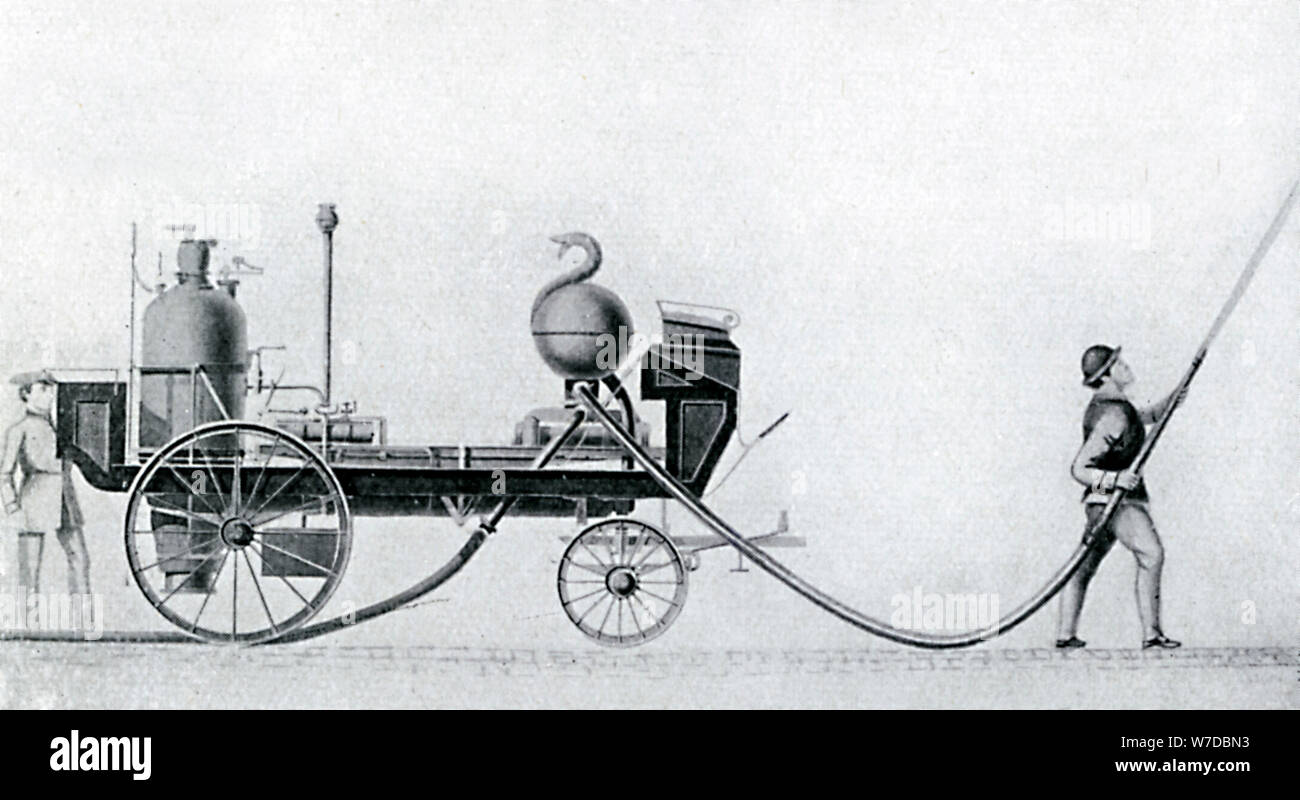 The first steam fire engine, c1830. Artist: Unknown Stock Photo - Alamy